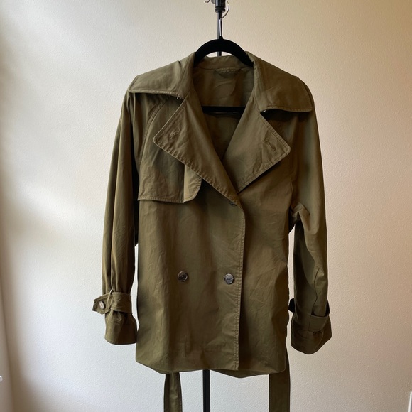 COS | Jackets & Coats | Cos Olive Green Cropped Trench Coat | Poshmark